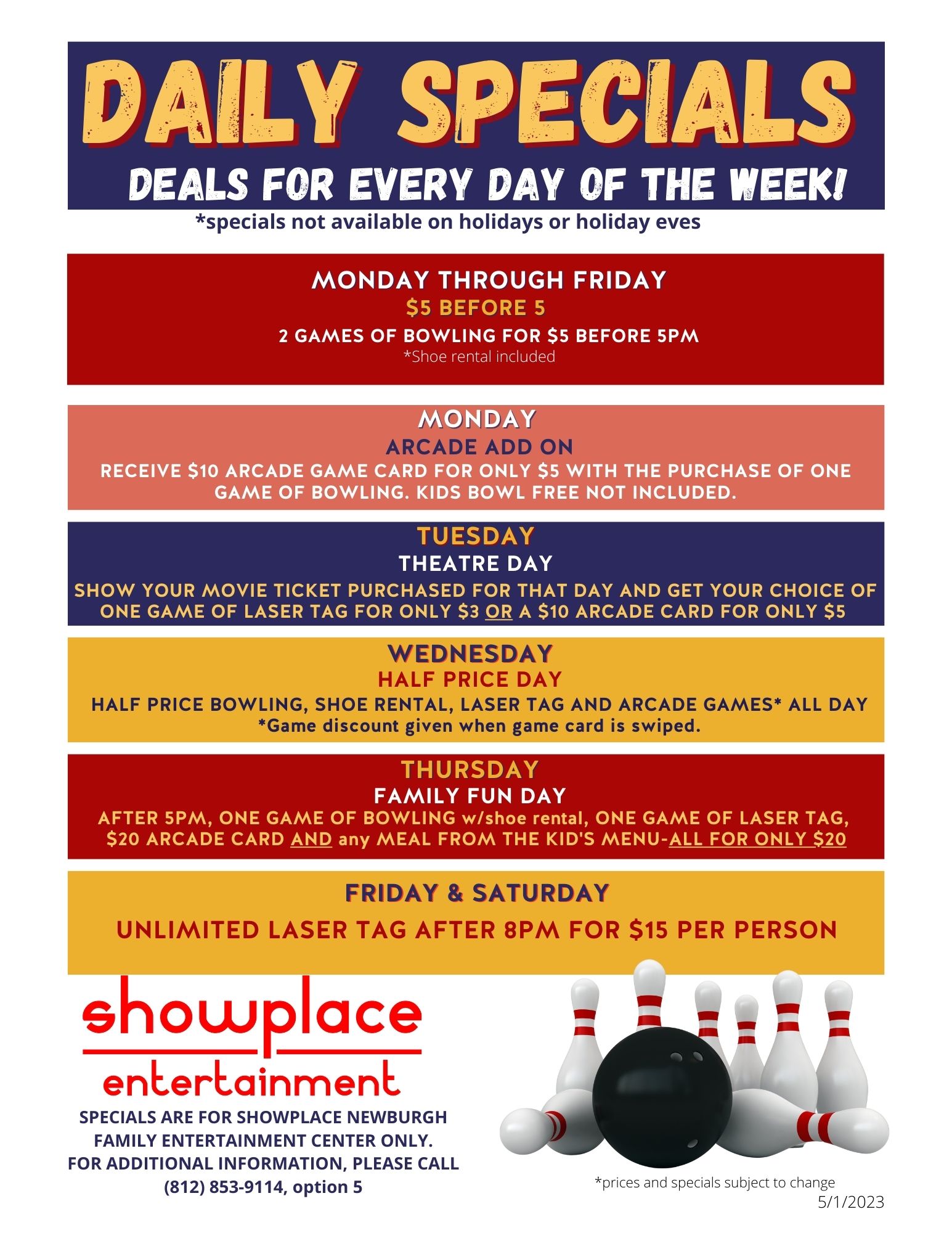 Specials at Showplace FEC | Showplace Cinemas Newburgh | Dine-In Movie ...
